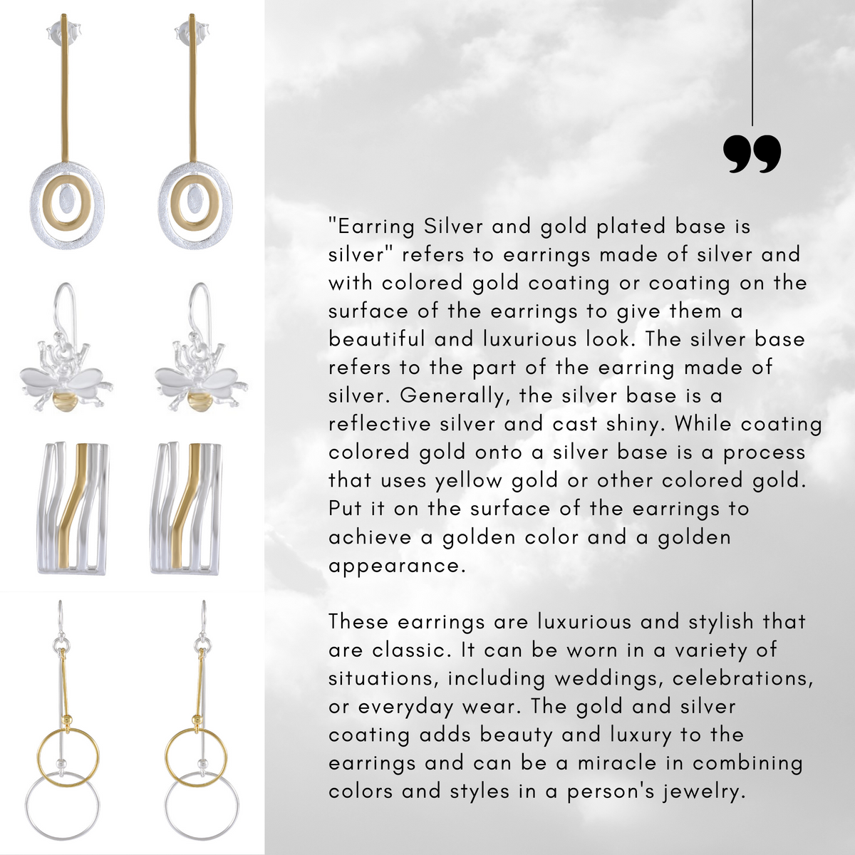 Earring Silver and gold plated – Silver Maker Family