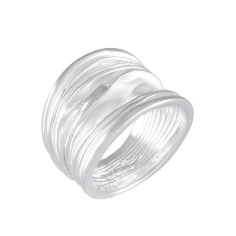 White Sandblast Ripple Ring - Silver Maker Family Matte Finish Sterlin